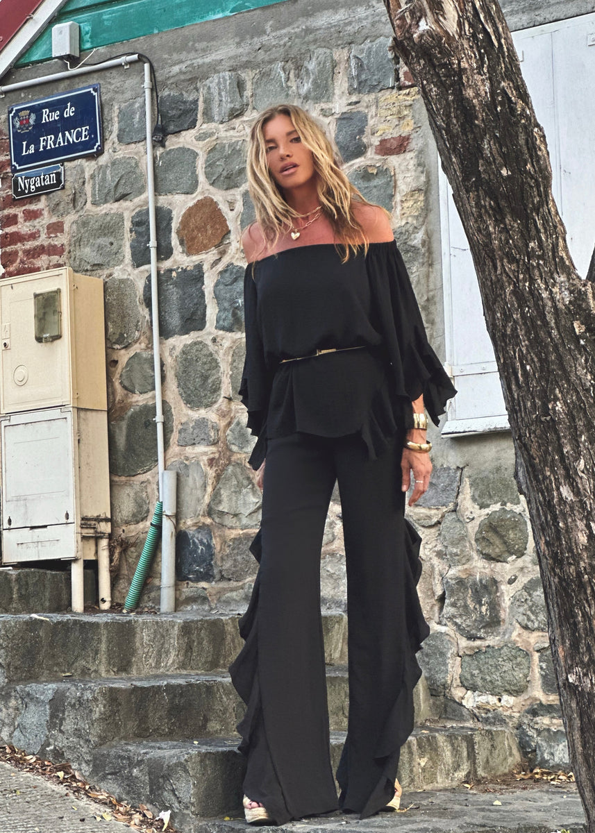 Lucy Pant Black Double Chiffon Ramona Larue